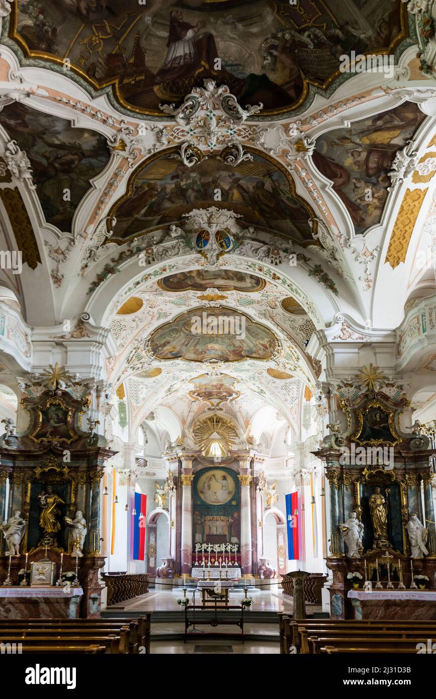 Interior view of St. Martin monastery church, Benedictine Archabbey of ...
