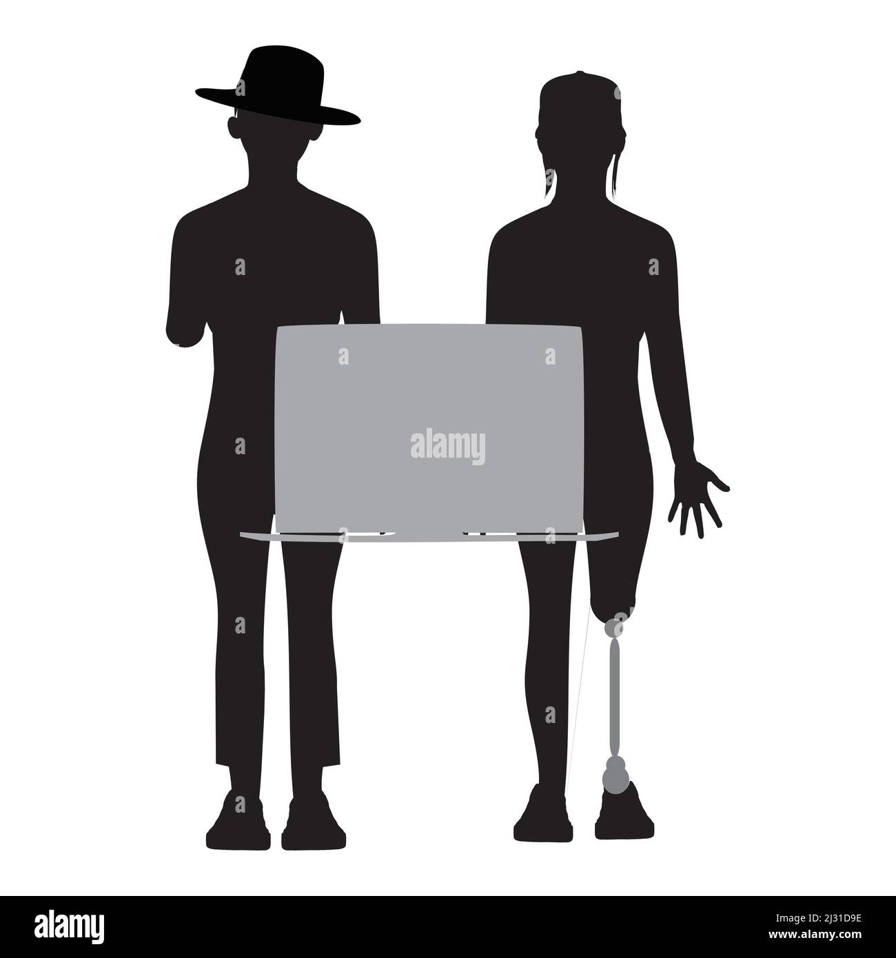 People distance learning with limb differences, illustration vector ...