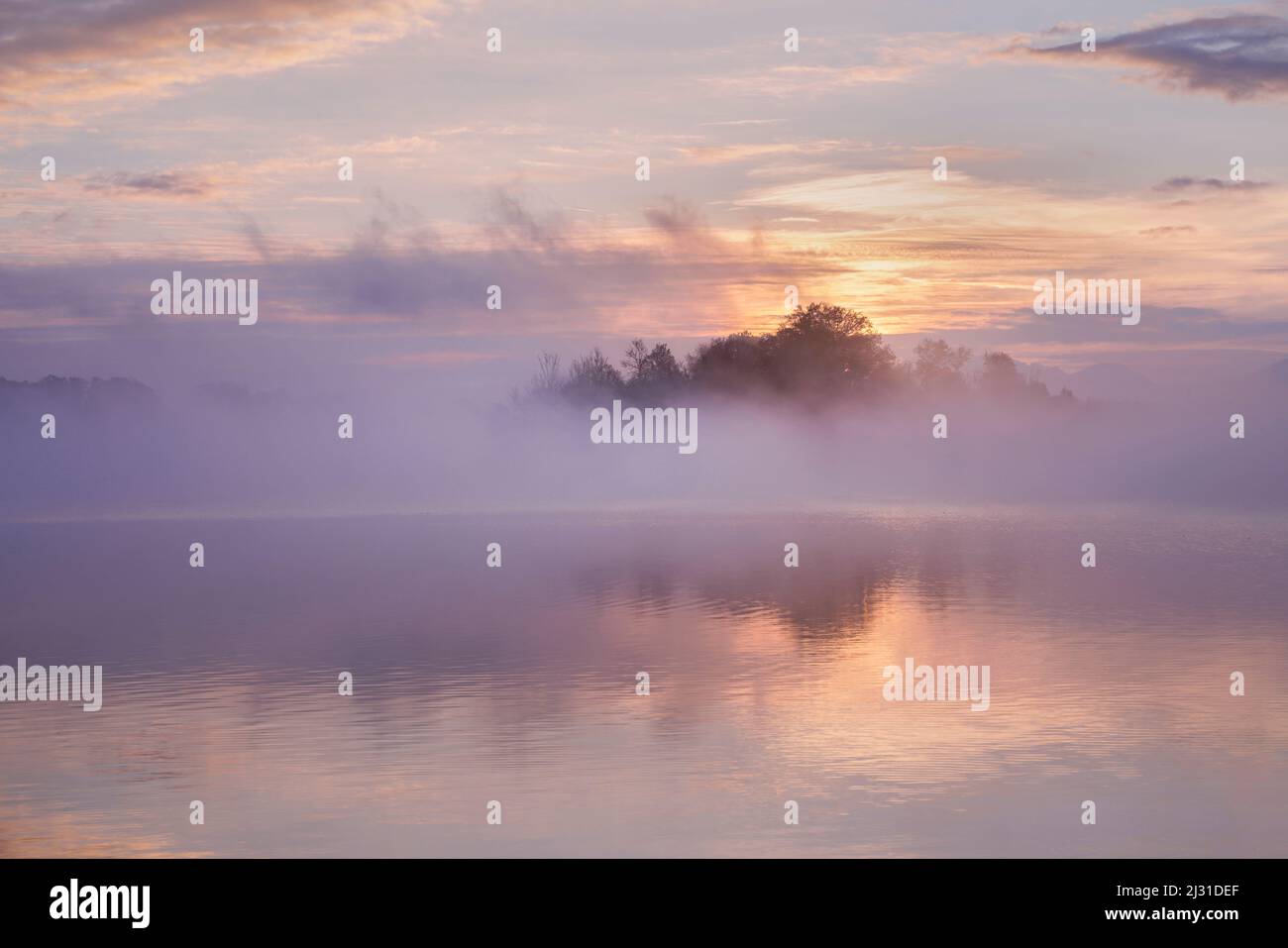 At sunrise at the Staffelsee, Uffing, Bavaria, Germany, Europe Stock ...