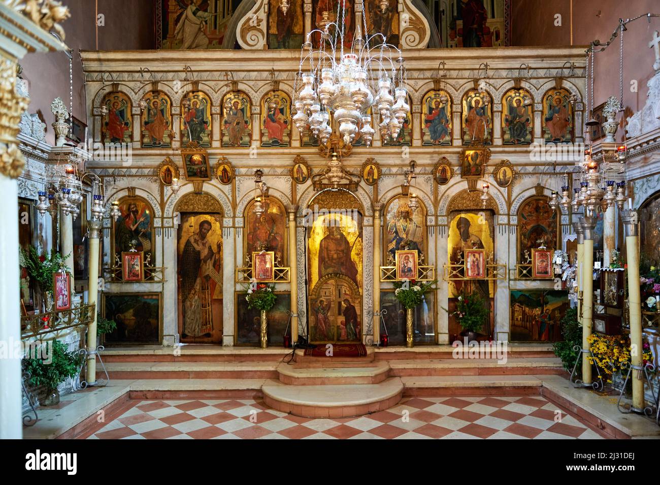 View into the monastery church of the historic monastery of ...