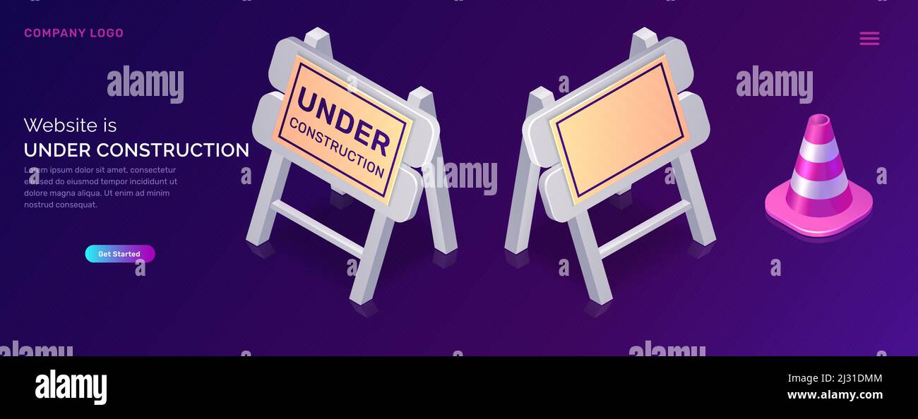 Website under construction, maintenance work or error page isometric ...