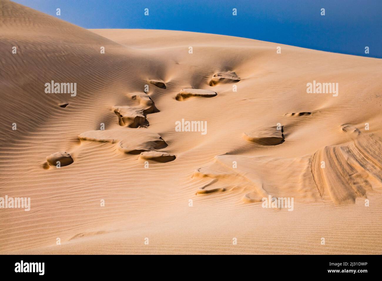 The Deserto de Viana on the Cape Verde Atlantic island of Boavista with different sand drifts ...