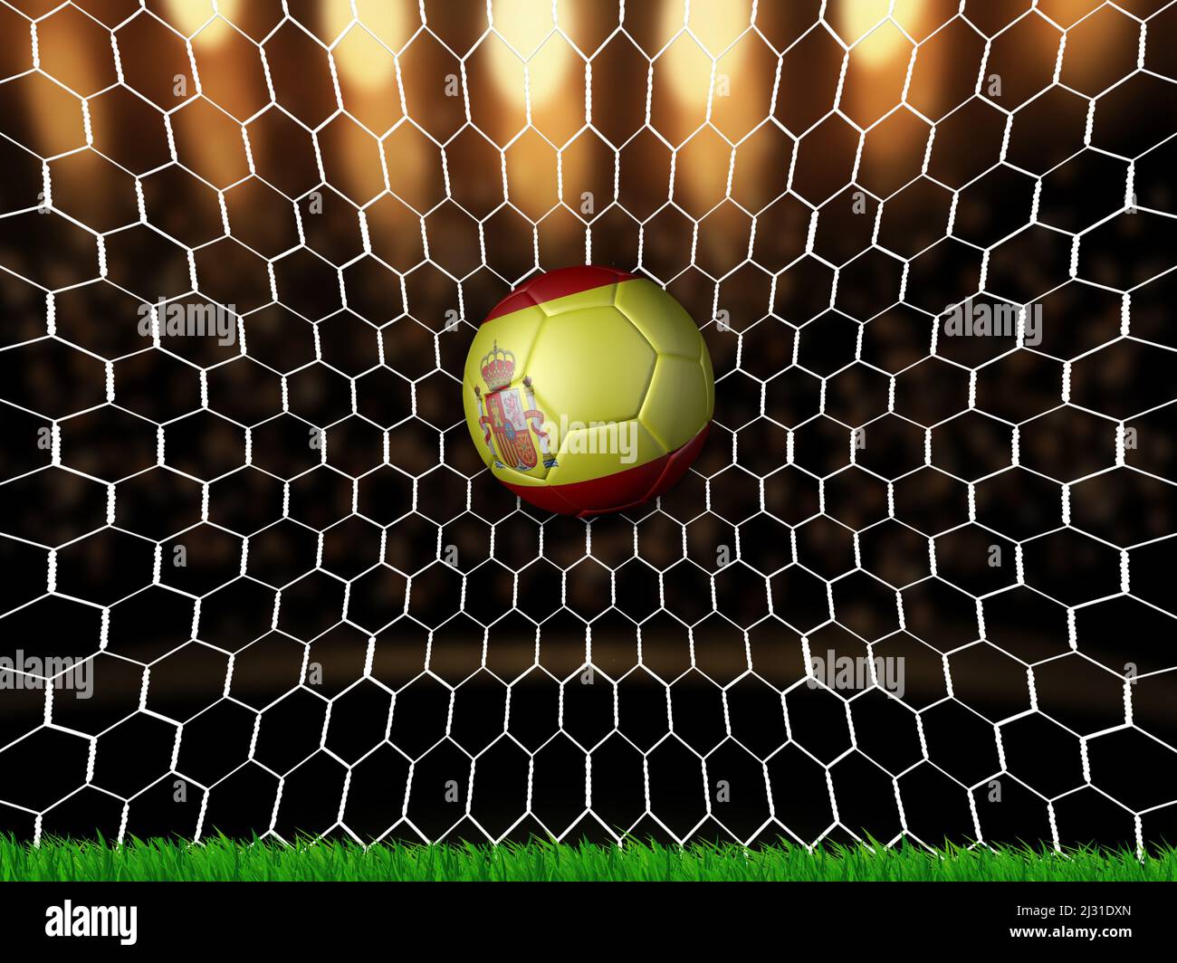 Spanish soccer ball inside the net Stock Photo - Alamy