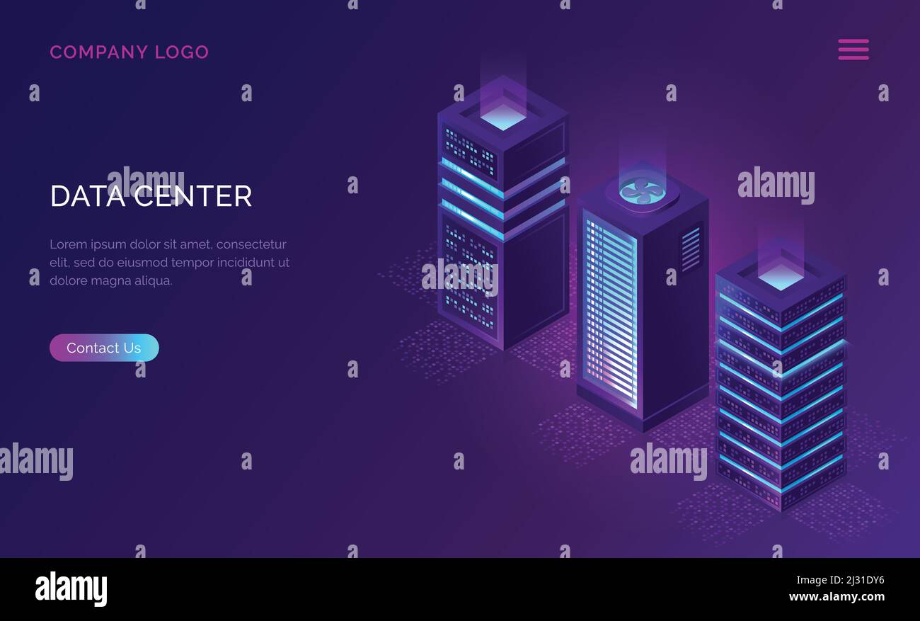Date center isometric concept vector illustration. Server room with ...