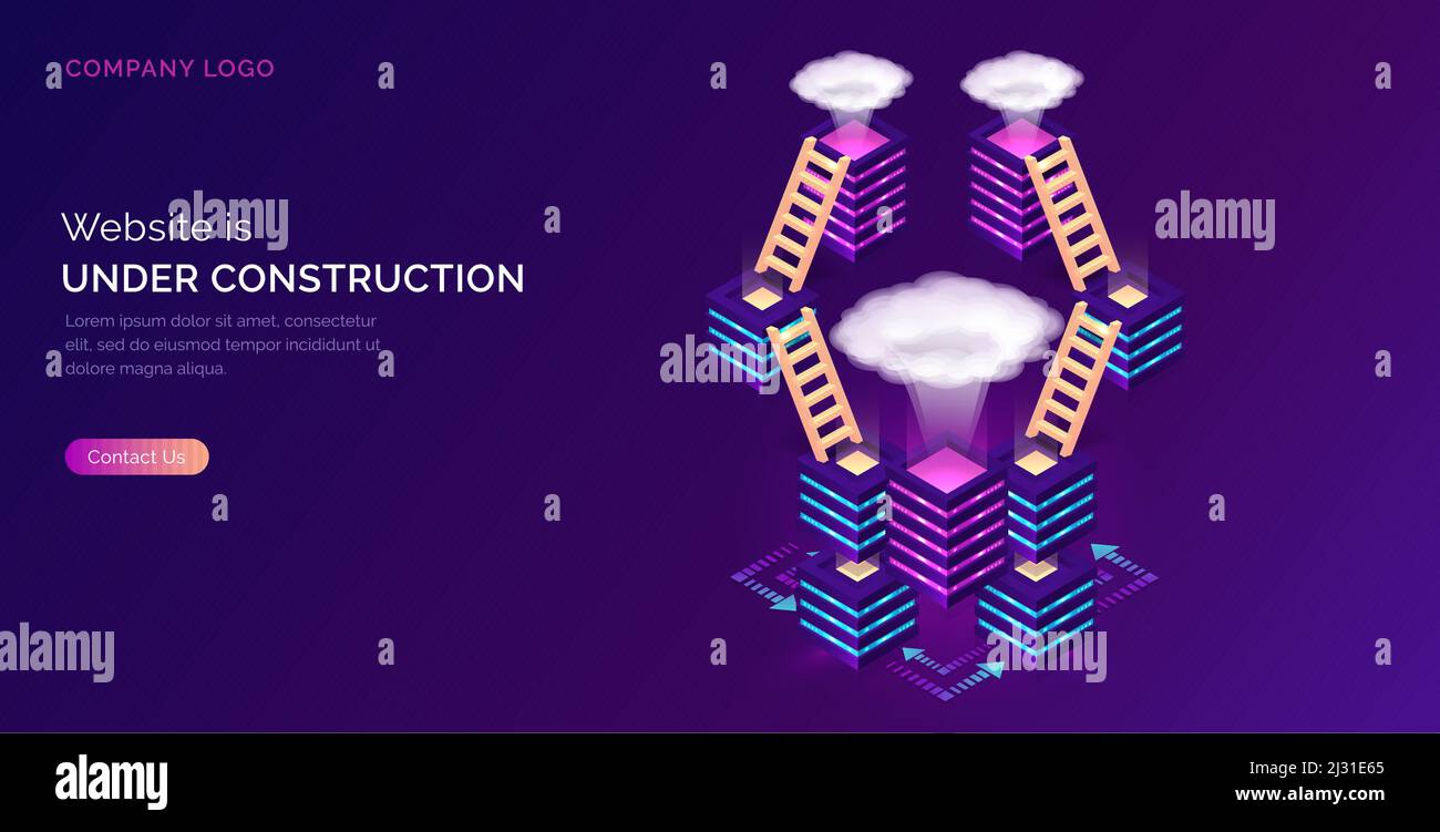 Website under construction, maintenance work or error page isometric ...