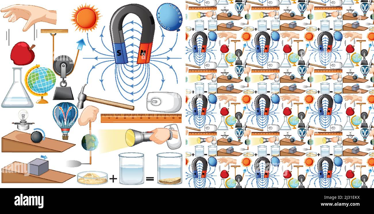 Seamless background with science equipments illustration Stock Vector ...