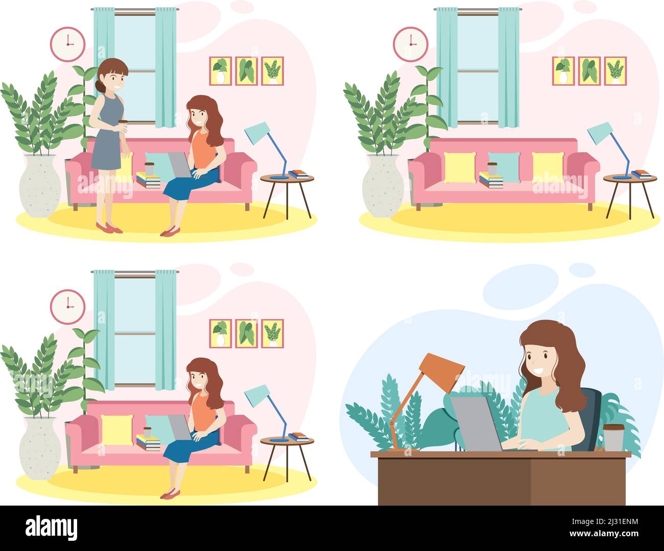 People working at coworking space simple flat design illustration Stock ...