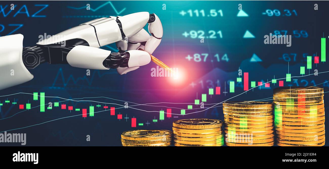 3D rendering futuristic droid robot technology development, artificial ...