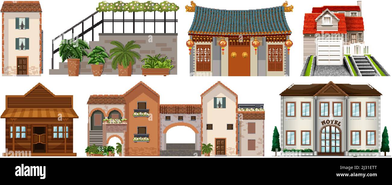 Stairs on outside building Stock Vector Images - Alamy