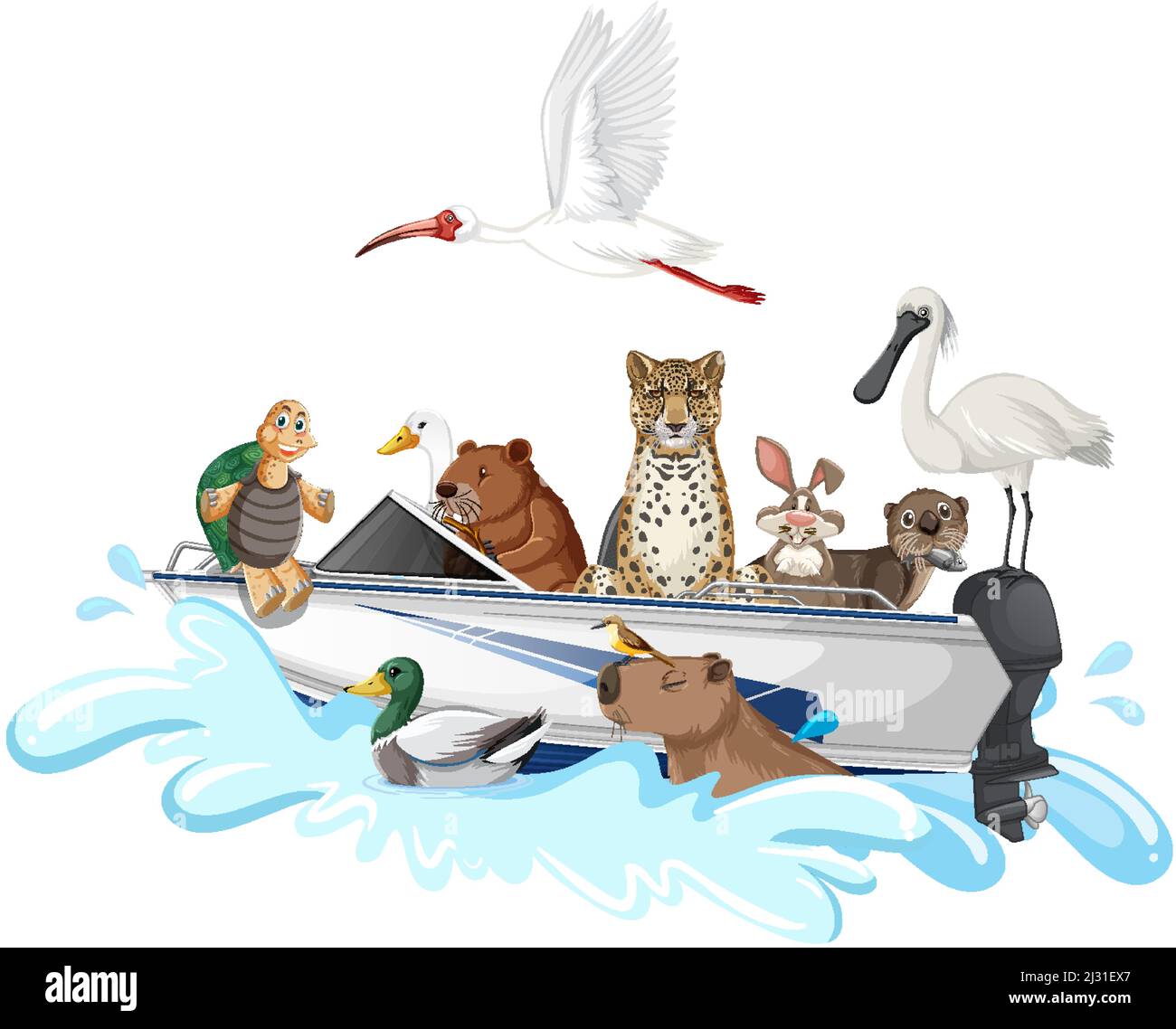 Many animals on the boat illustration Stock Vector Image & Art - Alamy