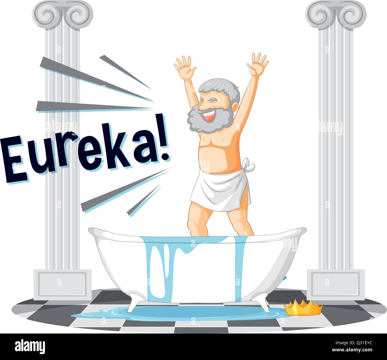 Happy Archimedes in bath cartoon illustration Stock Vector Image & Art ...