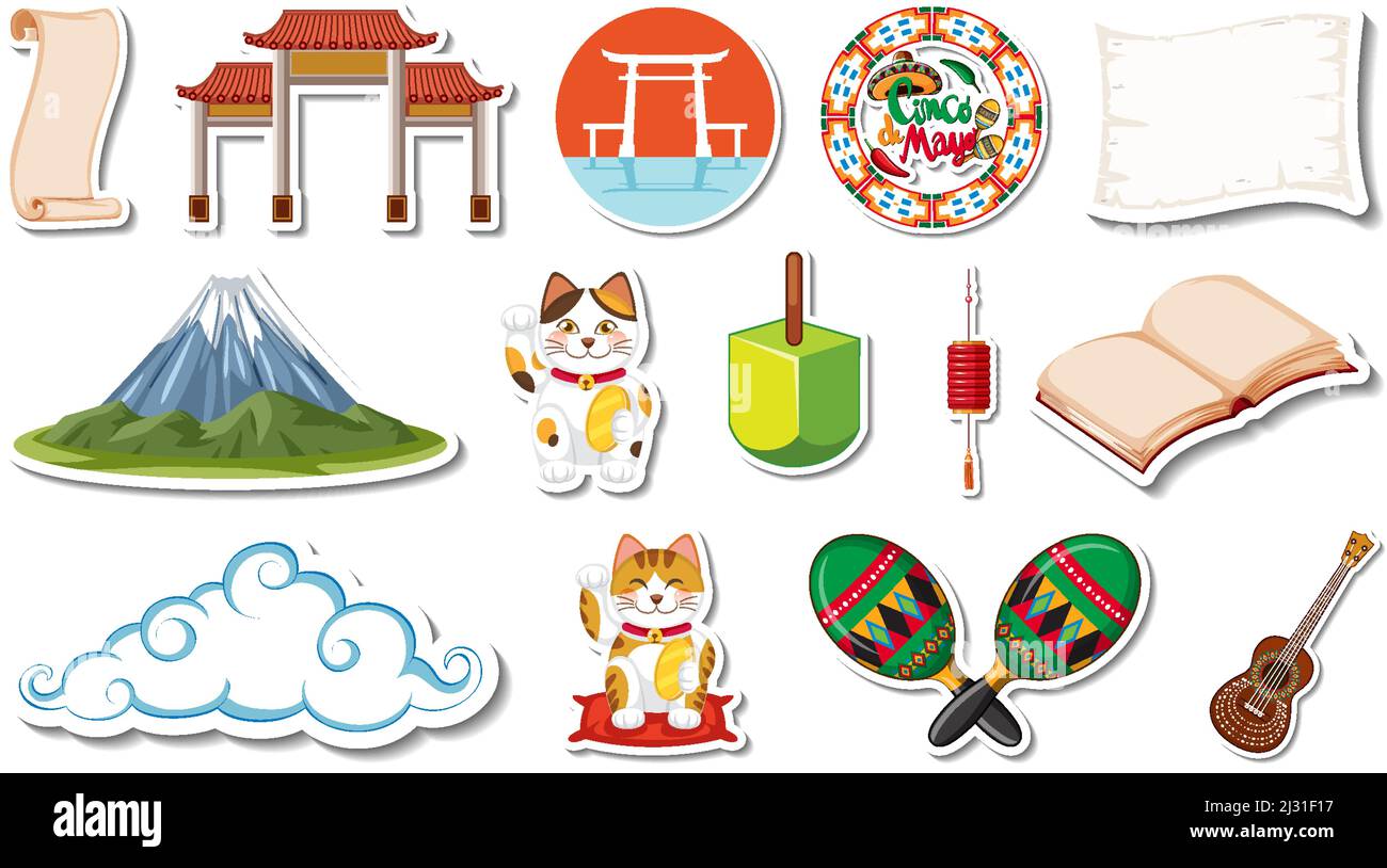 Set of different traditional objects illustration Stock Vector Image ...