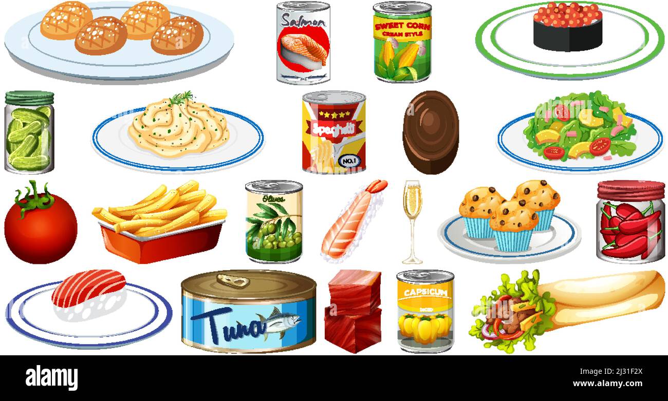 Set of different foods illustration Stock Vector Image & Art - Alamy