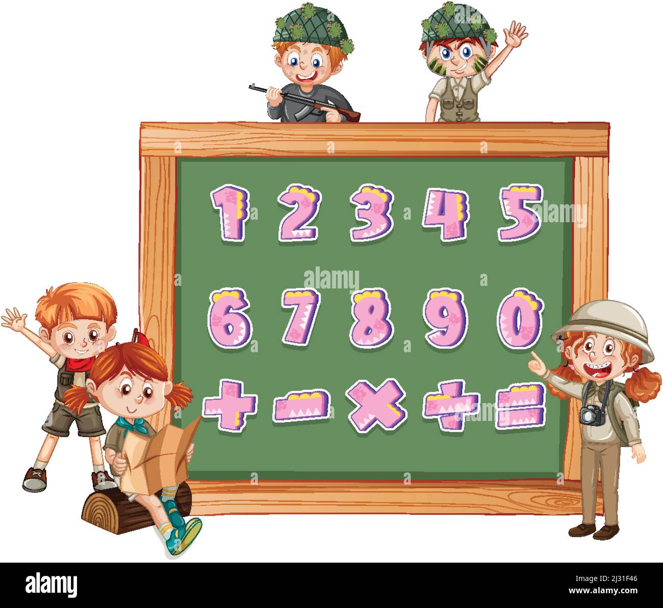 Counting number 0 to 9 and math symbols illustration Stock Vector Image ...