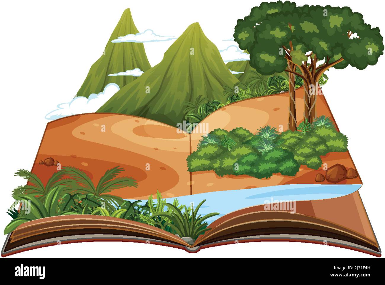 Pop up book with outdoor nature scene illustration Stock Vector Image ...