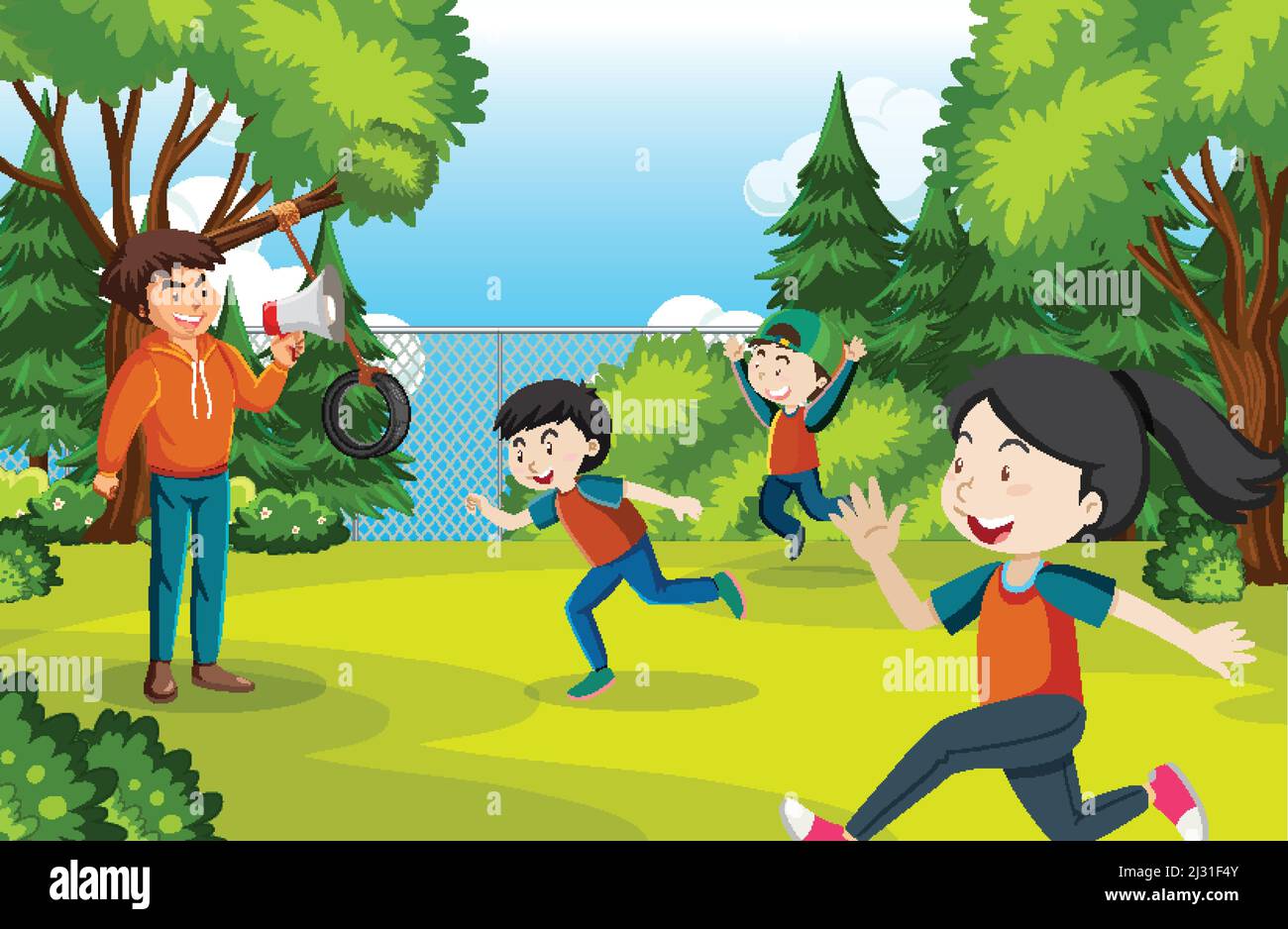 Kids doing physical activity illustration Stock Vector Image & Art - Alamy
