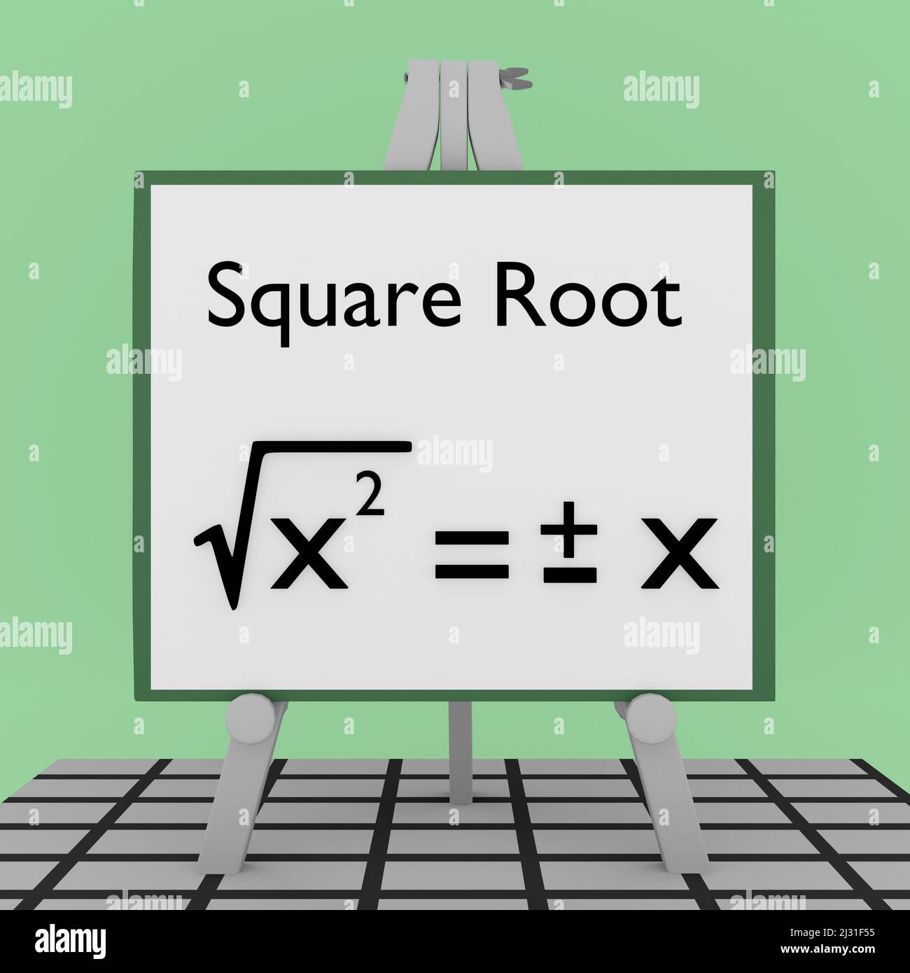 3D illustration of Square Root title above the mathematical formula ...