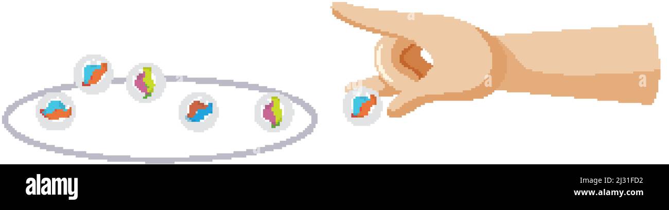 Flicking hand and marbles illustration Stock Vector Image & Art - Alamy