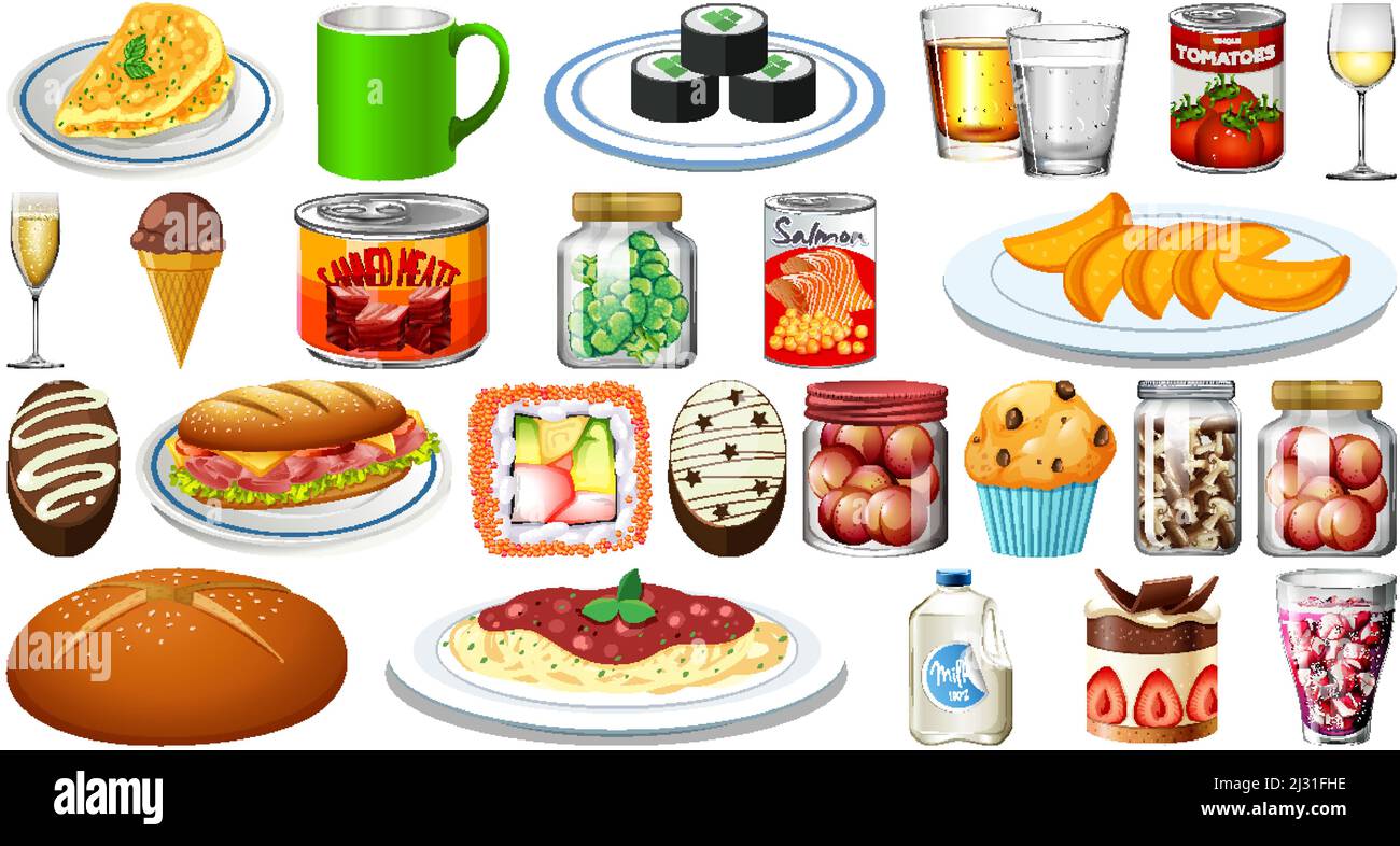 Set of different foods illustration Stock Vector Image & Art - Alamy