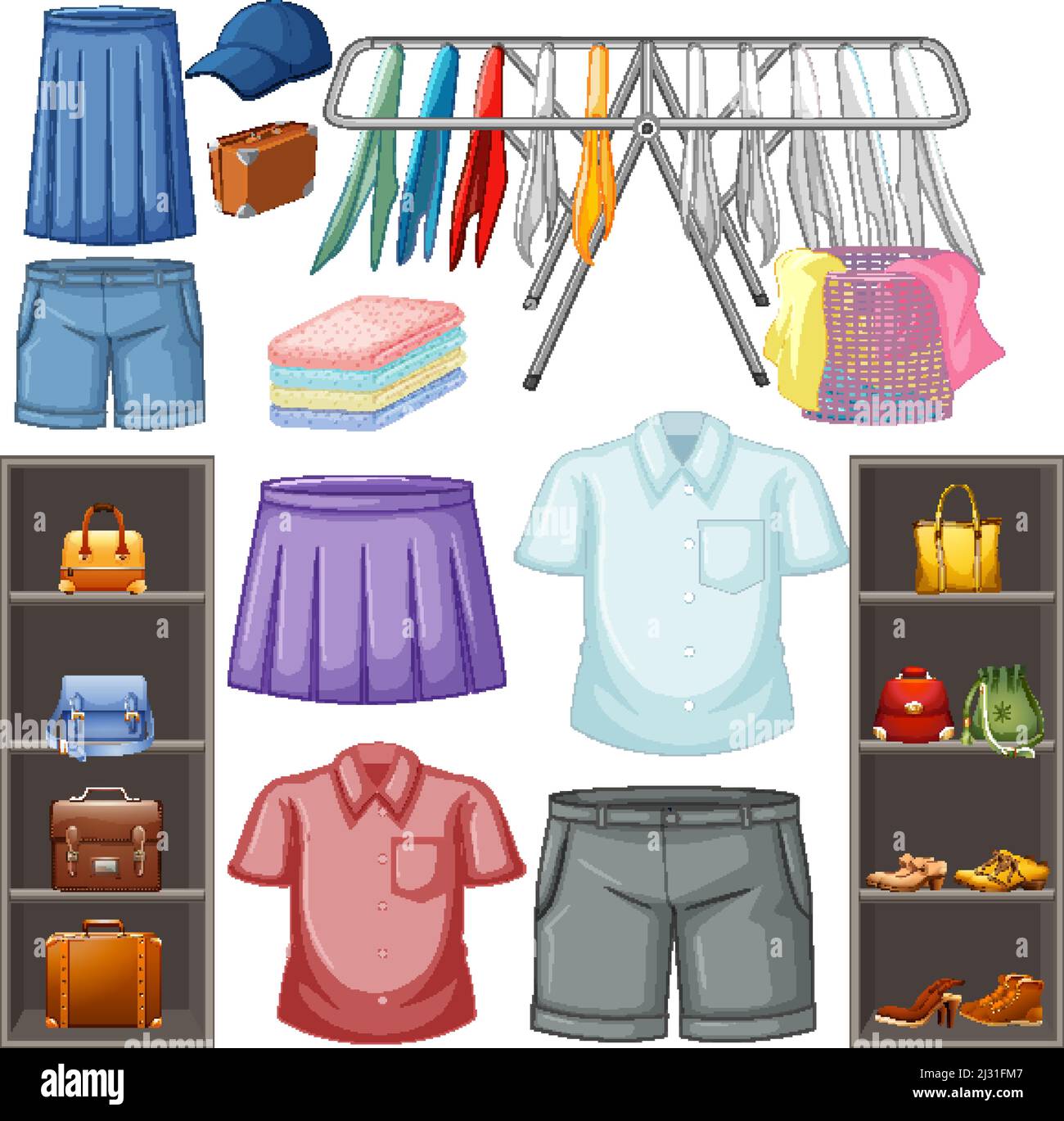 A set of different cloth on white background illustration Stock Vector ...