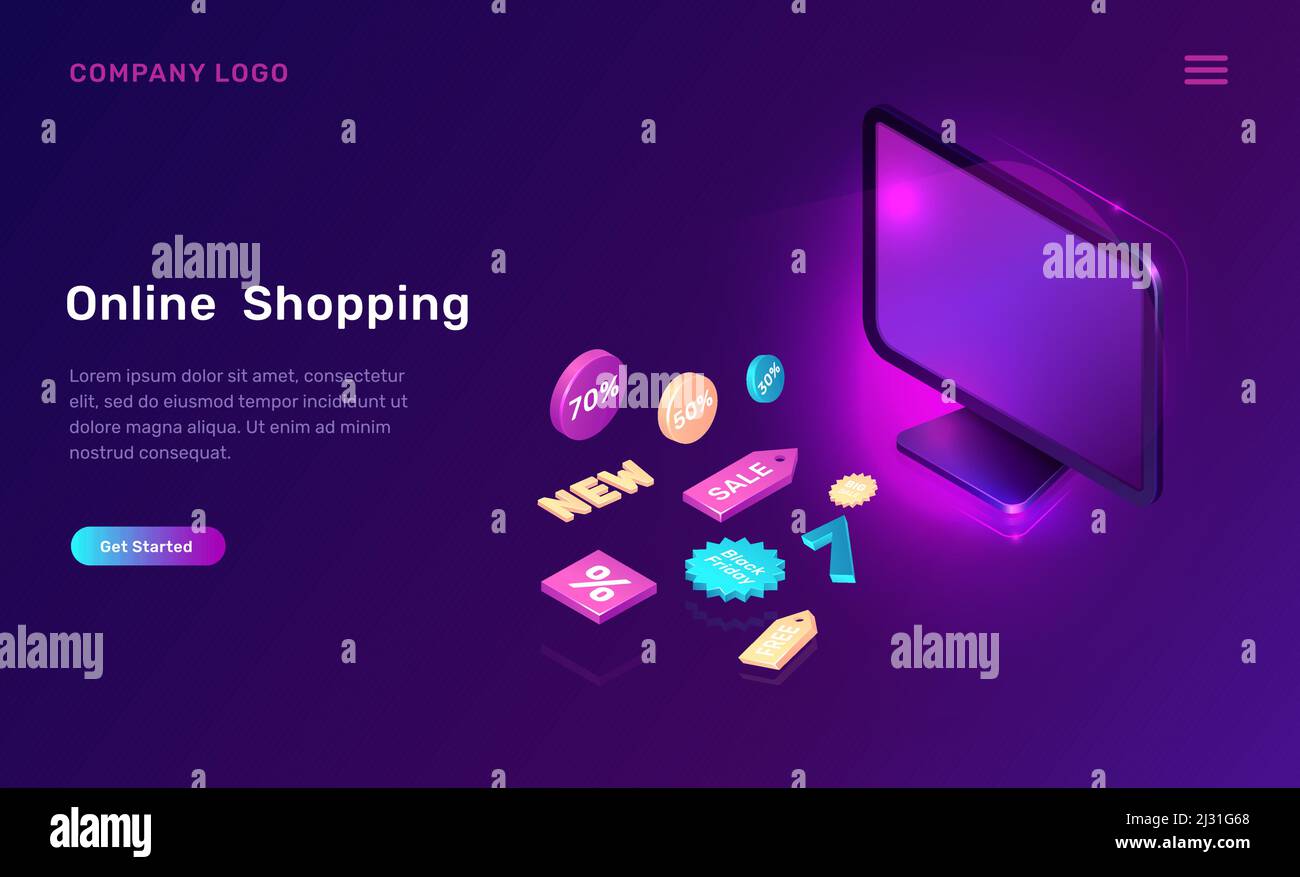Digital marketing and online shopping, isometric concept vector ...