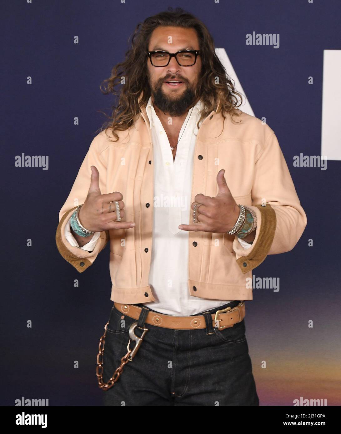 Jason Momoa arrives at the AMBULANCE Los Angeles Premiere held at the ...