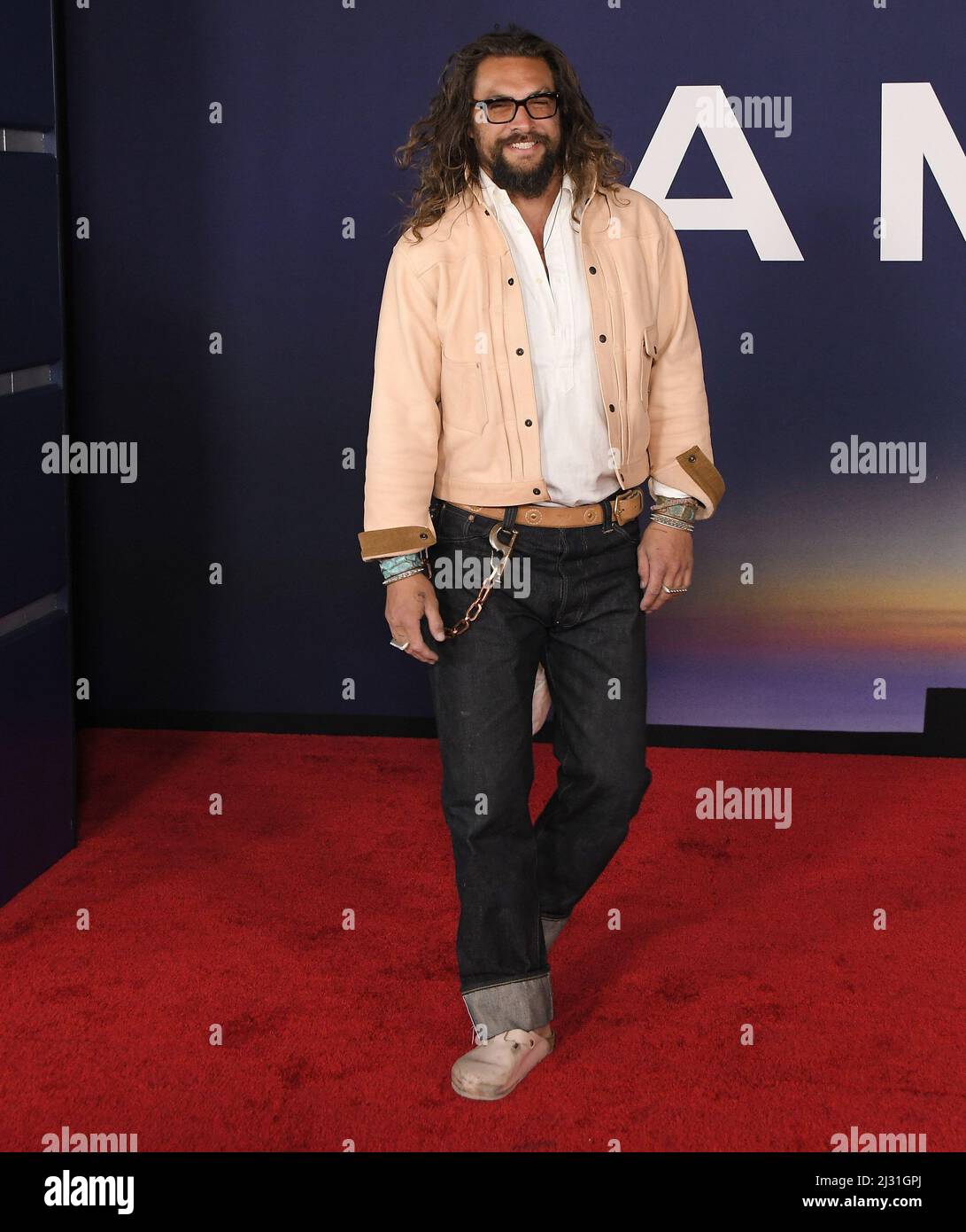 Jason Momoa arrives at the AMBULANCE Los Angeles Premiere held at the ...