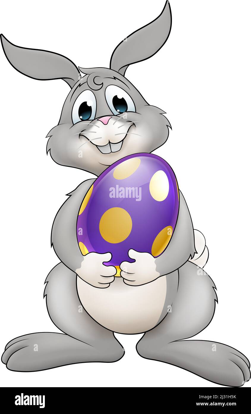 Easter Bunny Cartoon Rabbit With Giant Egg Stock Vector Image & Art - Alamy