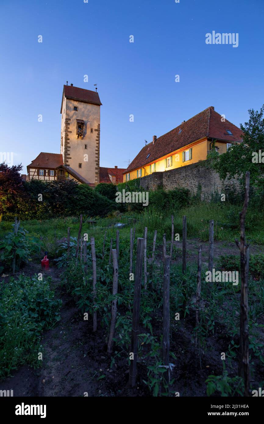 The lower gate of Mainbernheim at the blue hour, Kitzingen, Lower ...