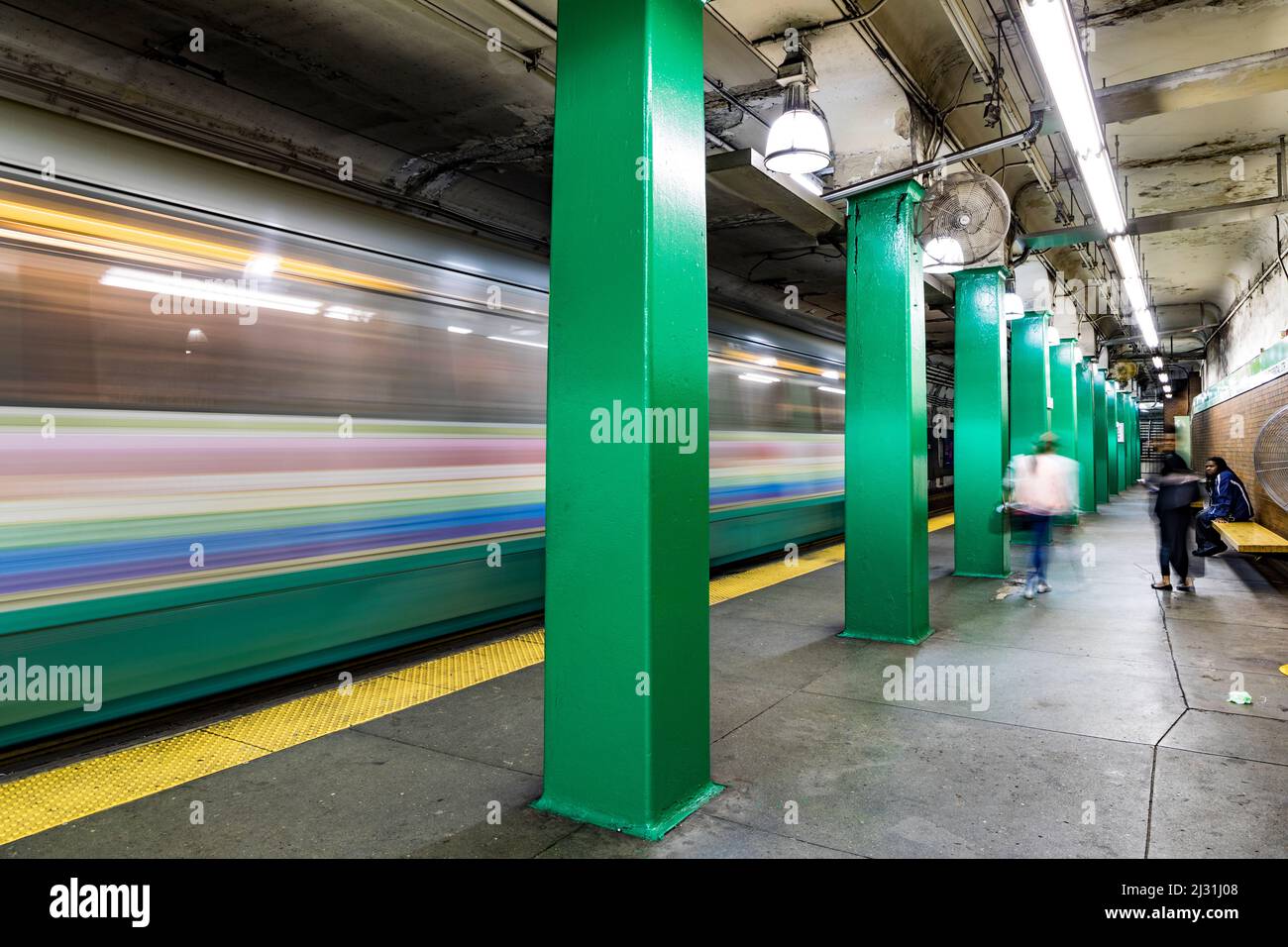BOSTON, USA - SEP 12, 2017: people wait for the next Metro at green ...