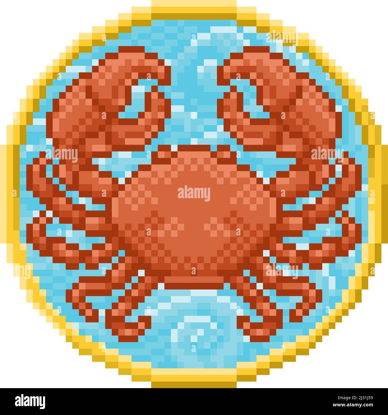 Zodiac Horoscope Astrology Cancer Pixel Art Sign Stock Vector Image ...