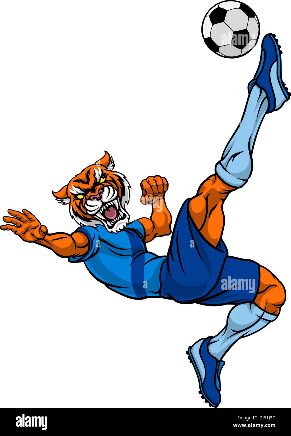 Tiger Soccer Football Player Animal Sports Mascot Stock Vector Image ...