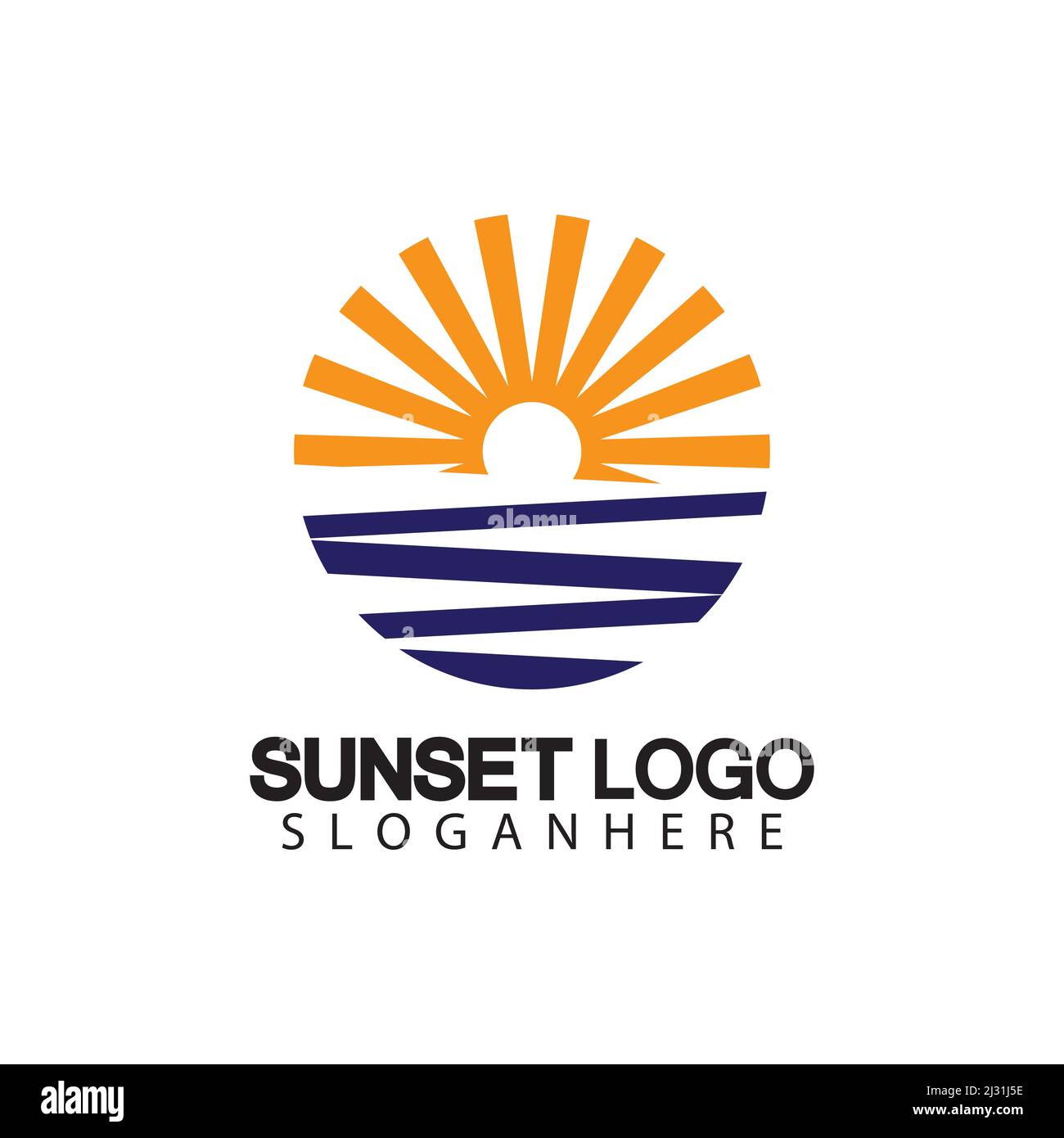 Sunset beach logo symbol vector illustration design template Stock ...