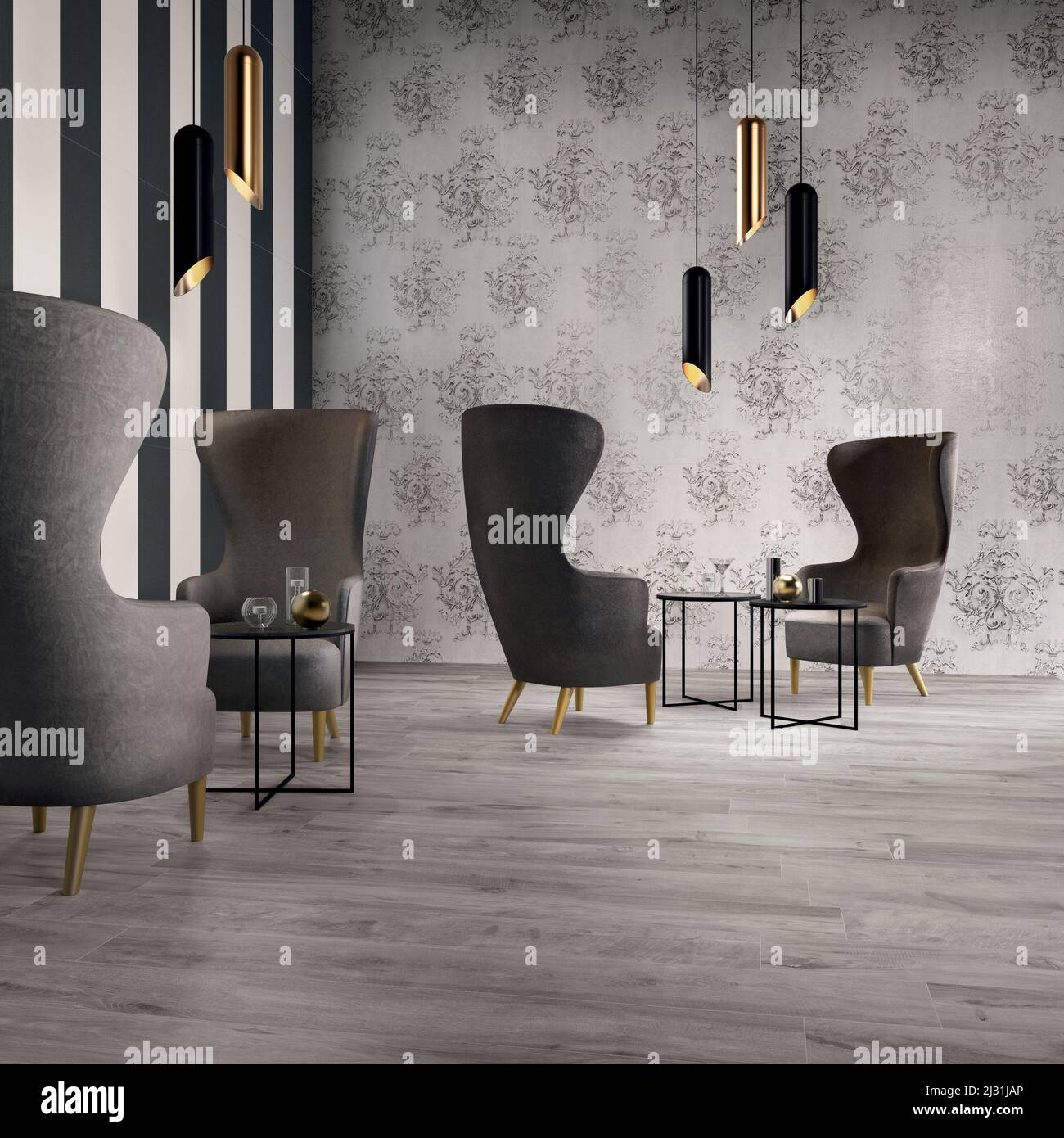 Modern interior design of restaurant, seamless table and chairs ...