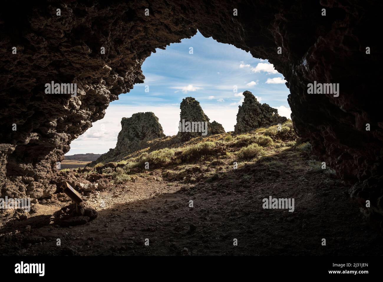 Cueva (cave) Pali Aike, volcanic field, Pali Aike National Park ...