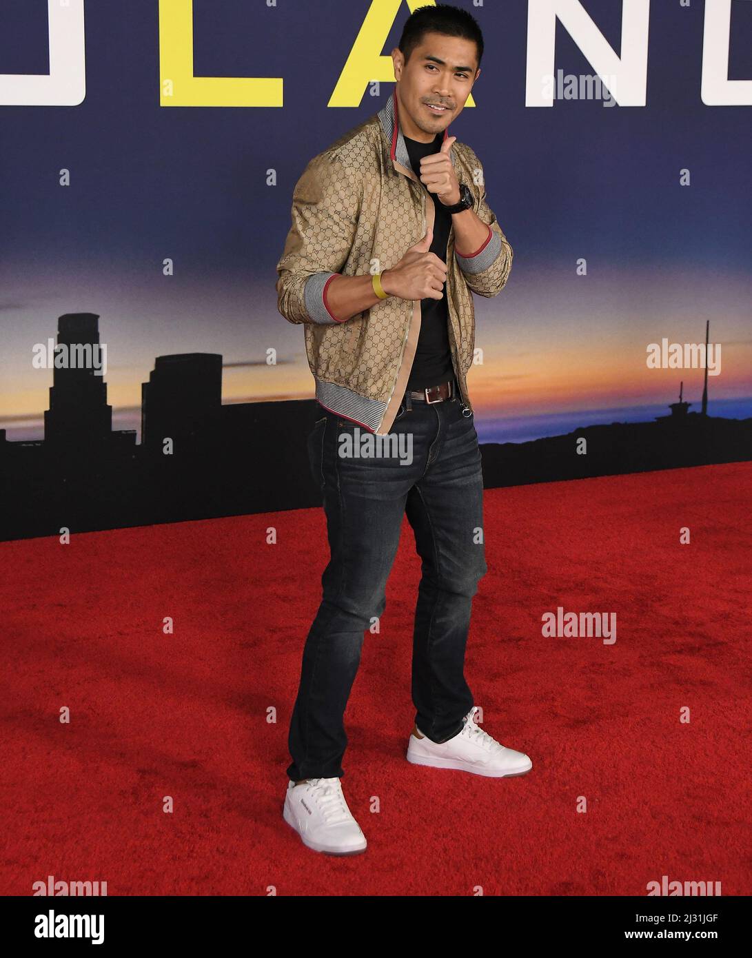 Los Angeles, USA. 04th Apr, 2022. JB Tadena arrives at the AMBULANCE ...