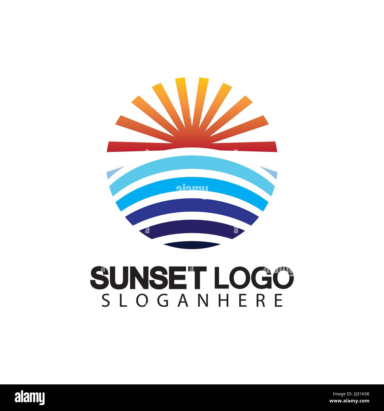 Sunset beach logo symbol vector illustration design template Stock ...