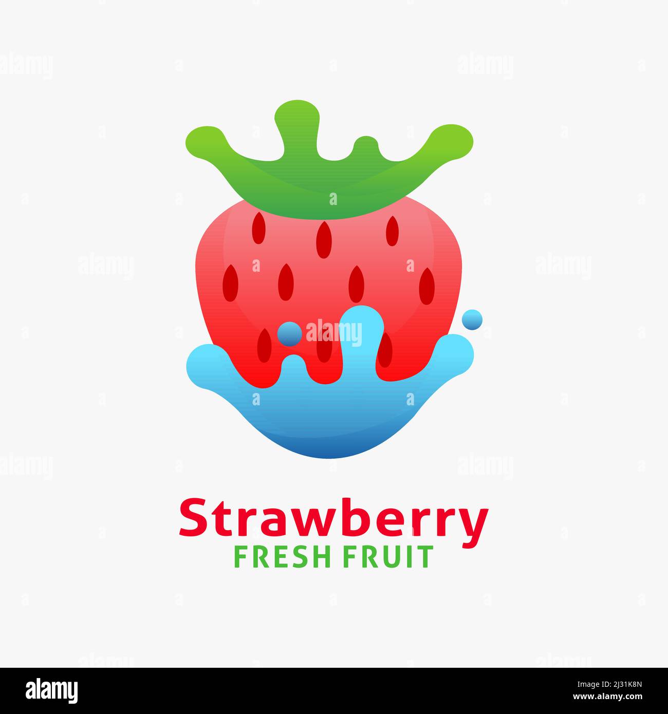 Fresh strawberry fruit logo design with water splash Stock Vector Image ...