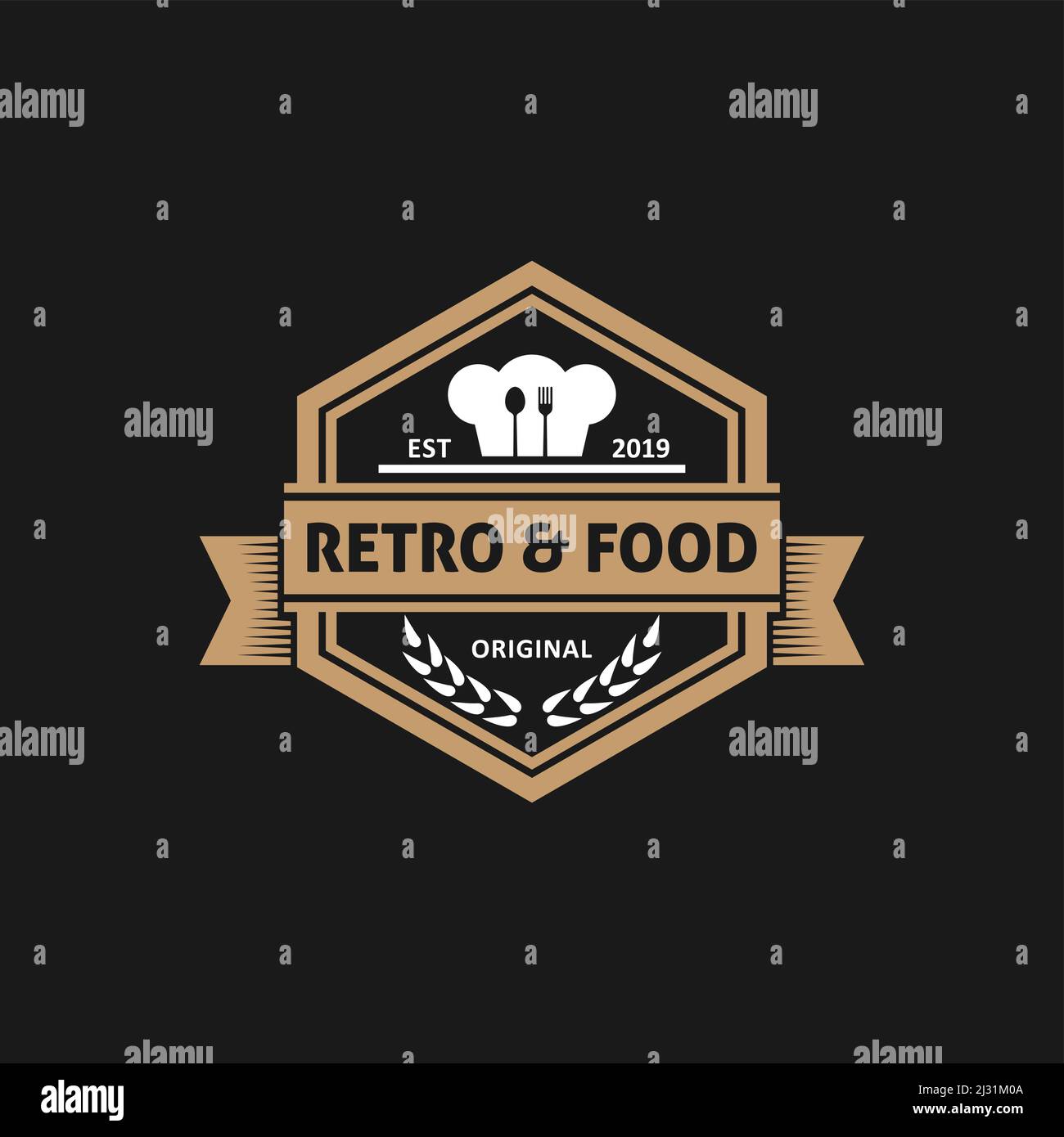 Hexagonal vintage food logo design Stock Vector Image & Art - Alamy