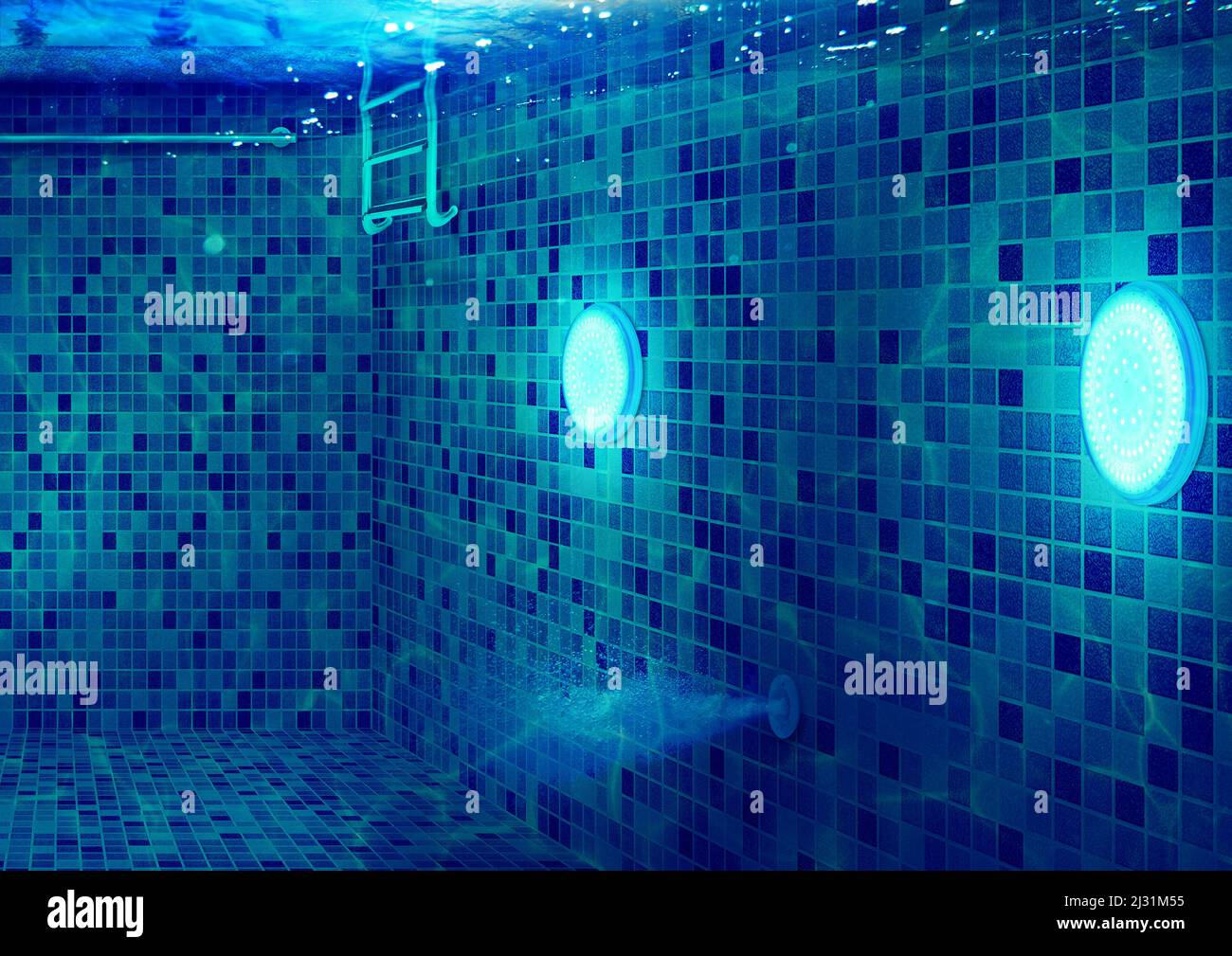 Two LED Under Water Lighting Swimming Pool with Stainless Ladder Three ...