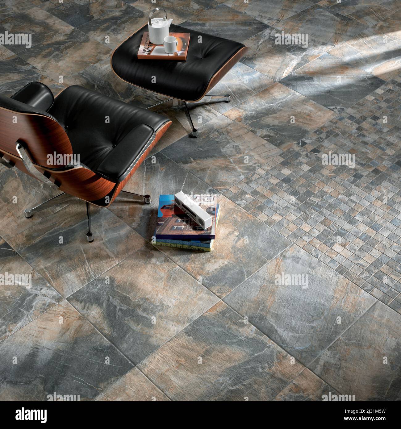Modern interior design of room with elegant stone tiles, seamless ...