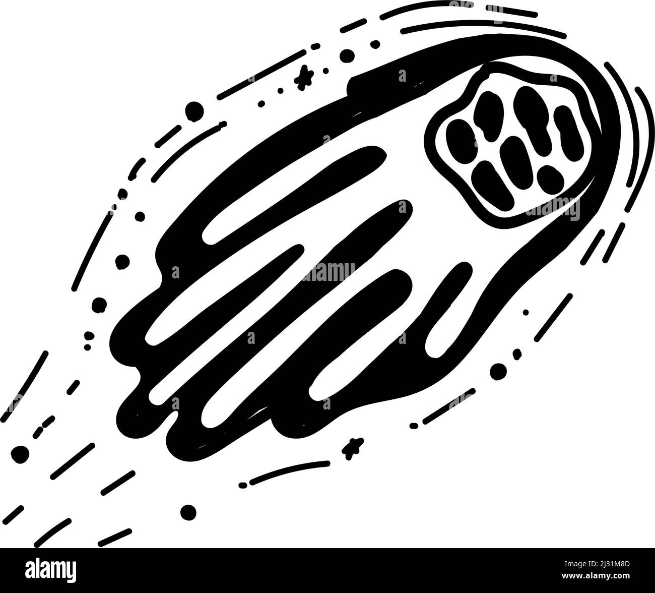 Simple comet icon, asteroid, hand-drawn element sketch in doodle style. Space. Asteroid. Solar ...