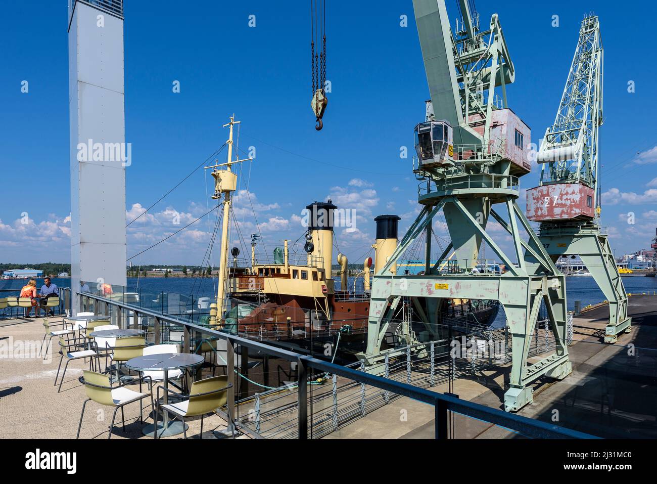Icebreaker Tarmo in the harbor in front of Maritime Center Vellamo ...