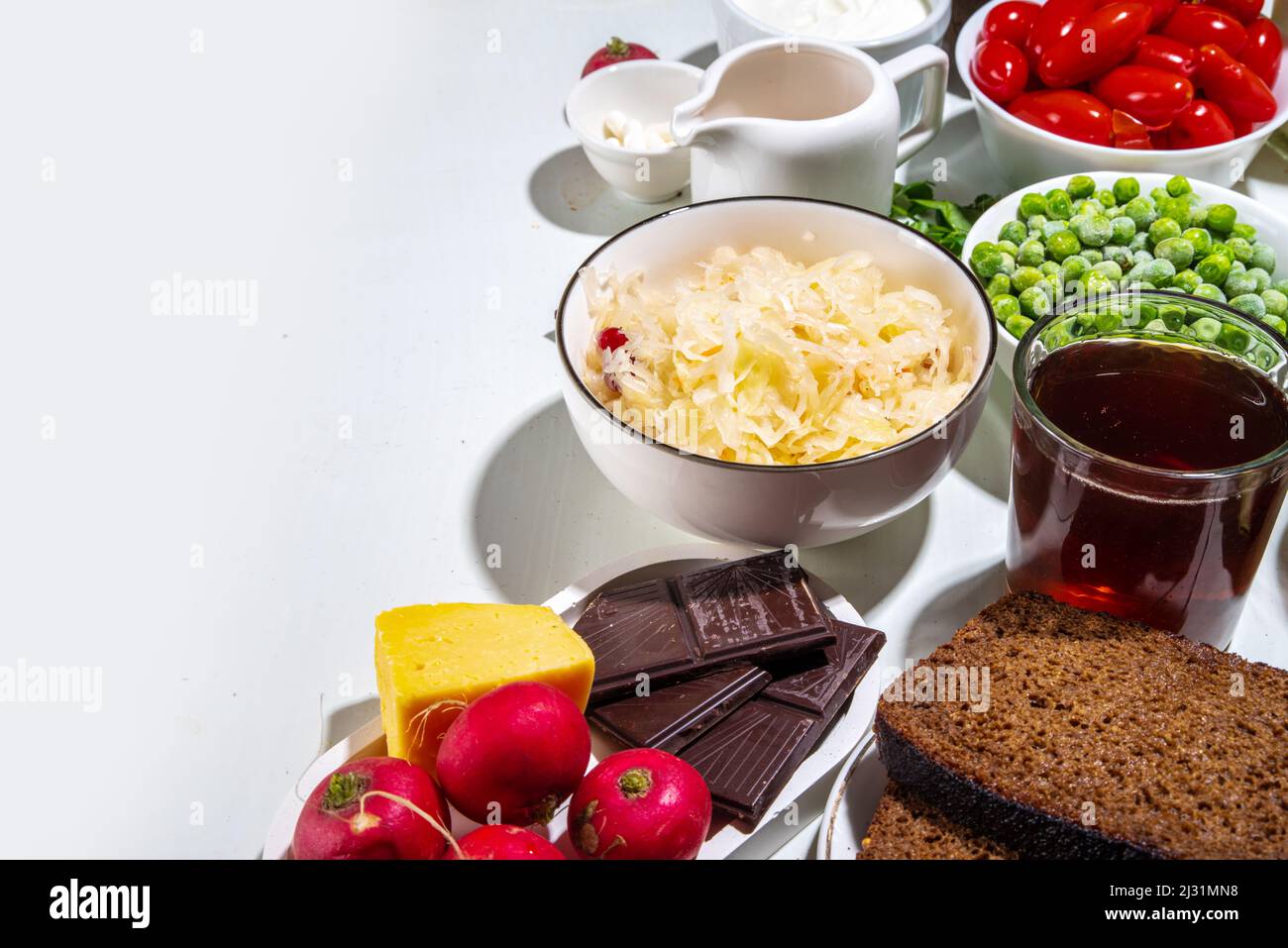 Postbiotic, prebiotic and probiotic food with medicine capsules. Set ...