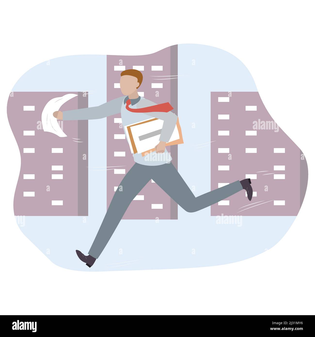 Businessman run holding a lot of documents in his hands. Concept of ...