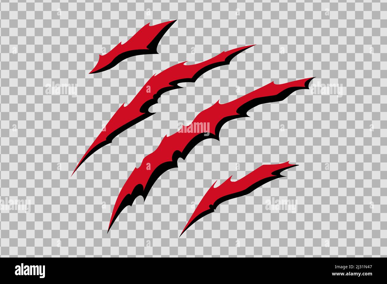 Claw scratches of wild animal. Cat scratches marks with blood isolated ...