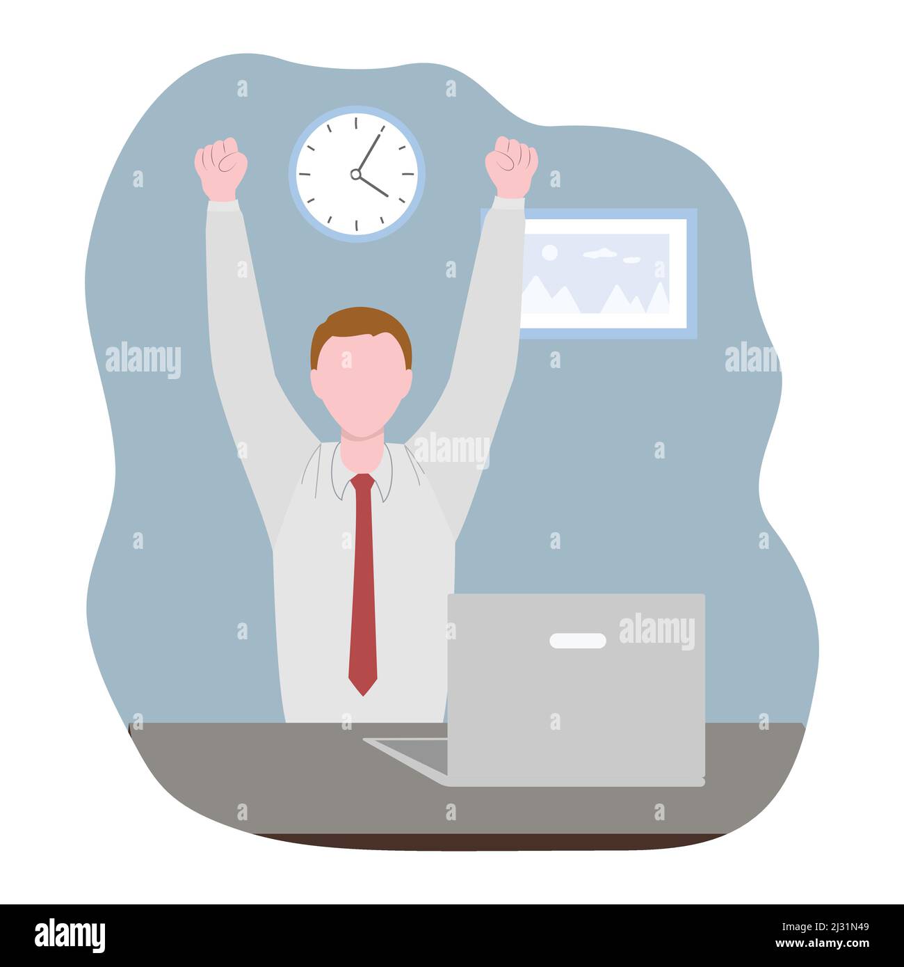 Happy man has completed his work. Vector illustration isolated on white ...