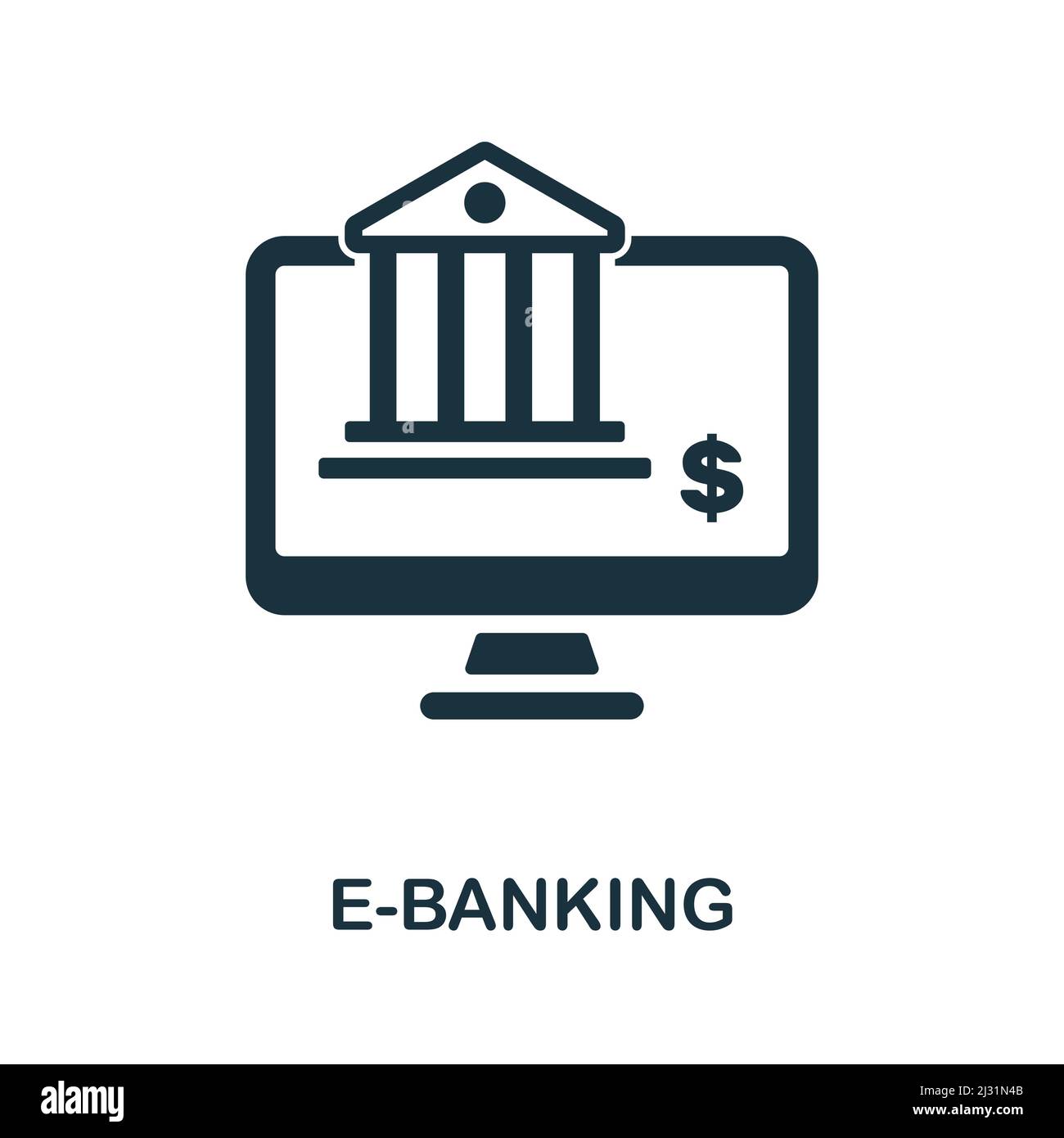 E-Banking icon. Monochrome simple E-Banking icon for templates, web ...