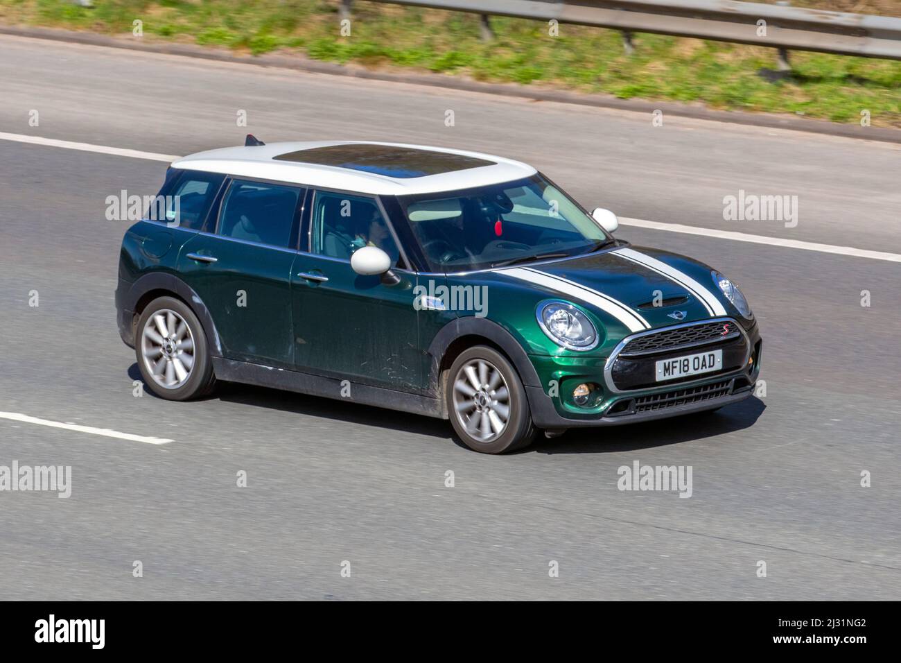 2018 green Mini with white stripes Clubman Cooper S 1998cc petrol 4dr ...