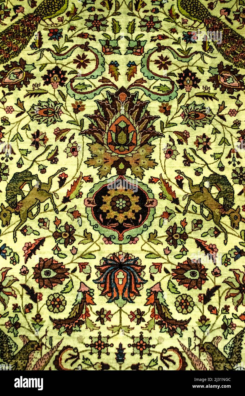 The central part of the field of an ancient Persian carpet with three ...